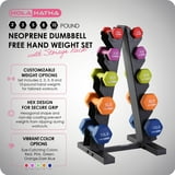 HolaHatha Neoprene Dumbbell Set with Rack 2, 3, 5, 8, and 10 lb Colors ...