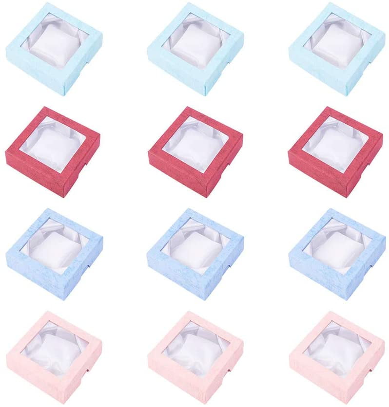 Jewelry Gift Box Set 12Pcs 3.5x3.5x0.7 Inch Cardboard Small Jewelry ...