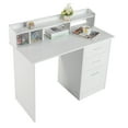 Ktaxon White Stable Gaming Computer Desk with 3 Drawers, Additional ...