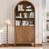 Fsbecl Mid Century Arched Bookcase, Display Case Storage Cabinet, Large ...