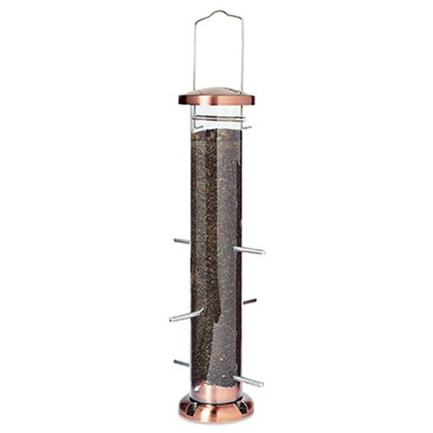 2pk Audubon 6 Port Nyjer Thistle Finch Tube Bird Feeder Metal Copper Color