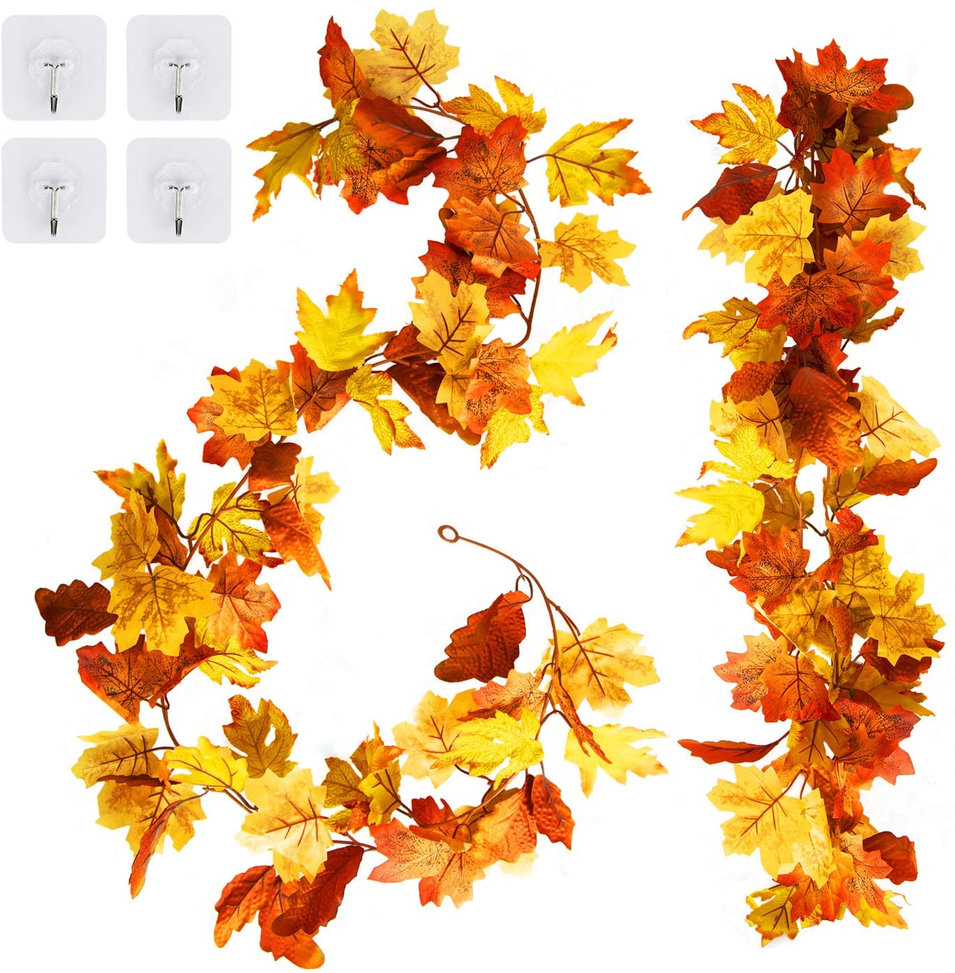 2 Pack Fall Garland Decor For Home Artificial Maple Leaf Hanging Fall 2 Pack Fall Garland Decor For Home Artificial Maple Leaf Hanging Fall