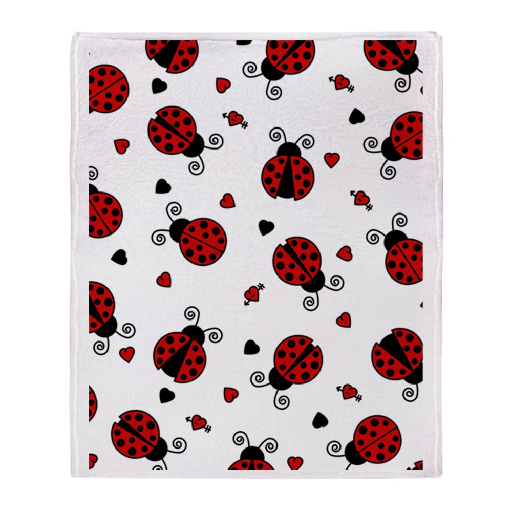 CafePress - Cute Red Ladybug And Hearts Print Throw Blanket - Soft ...