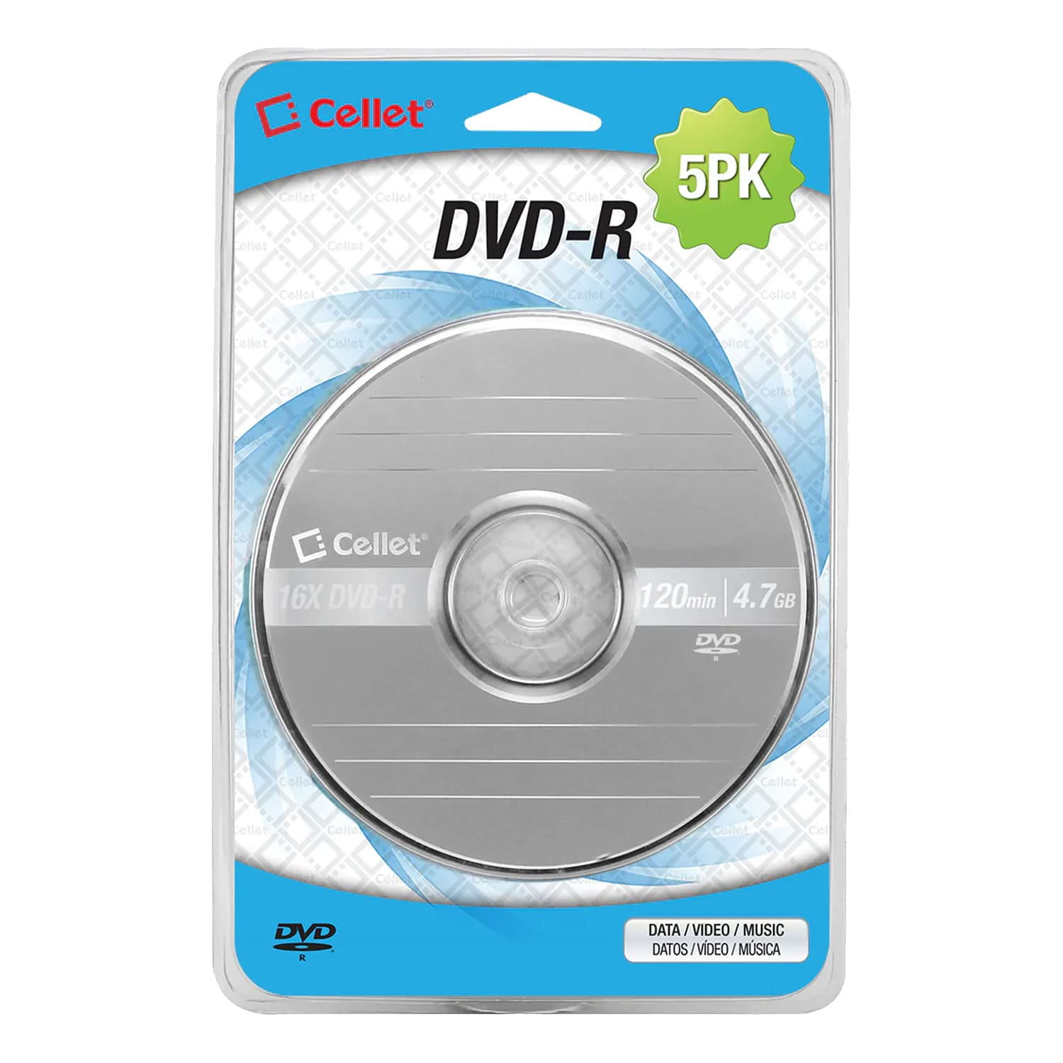 Disco DVD-R en blanco de 4,7 GB, 120 minutos, 16X, grabable (5 piezas) | Walmart en línea