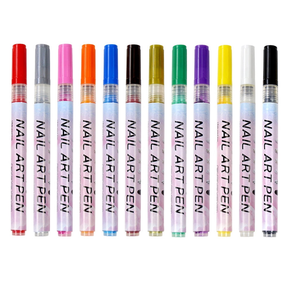 12 Colors Nail Art Pens,Nail Polish Pens Nail Point Graffiti Dotting ...