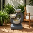Modern 3-Tier Outdoor Fountain 19.7", Stone-Look Resin Waterfall with ...