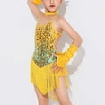 [CHSJU]Girls Sequin Tassel Latin Dance Dress Sleeveless Stage Outfit ...