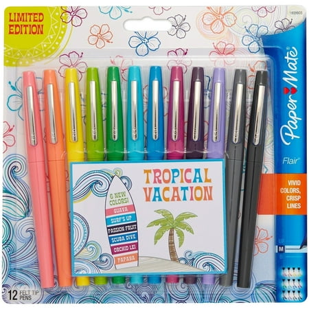 Paper Mate Flair Medium Felt Tip 12/Pkg-Tropical Vacation | Walmart Canada