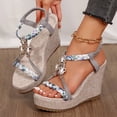 Blue Ladies Bohemian Beach Sandals Wedge Thick Sole Roman Summer Casual ...