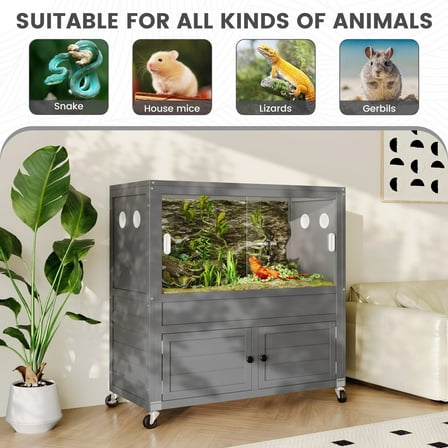 Reptile Terrarium Stand, 30 Gallon Reptile Tank with Adjustable Storage ...