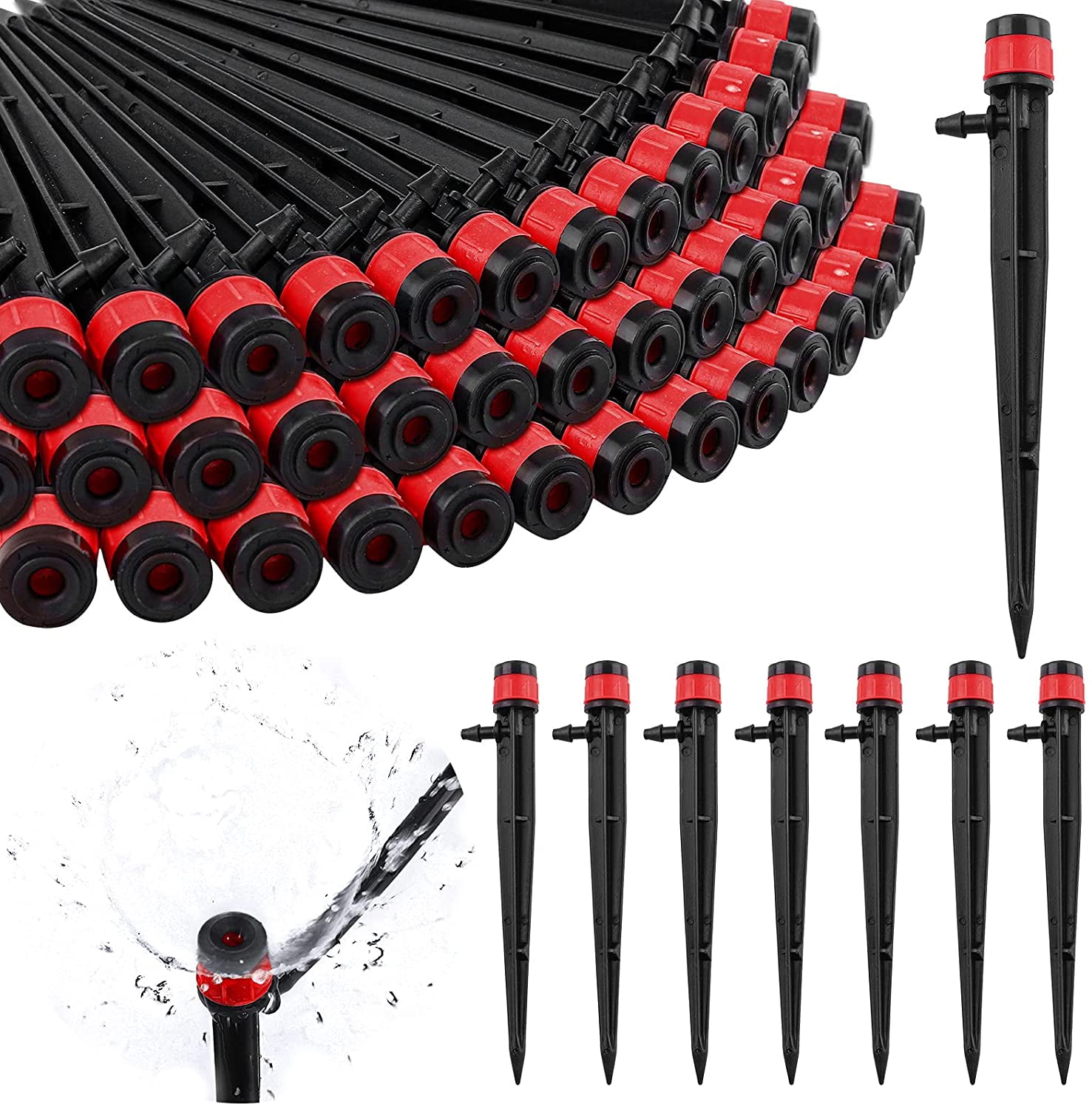 60 Pack 360 Degree Adjustable Irrigation Drippers Micro Spray Full ...