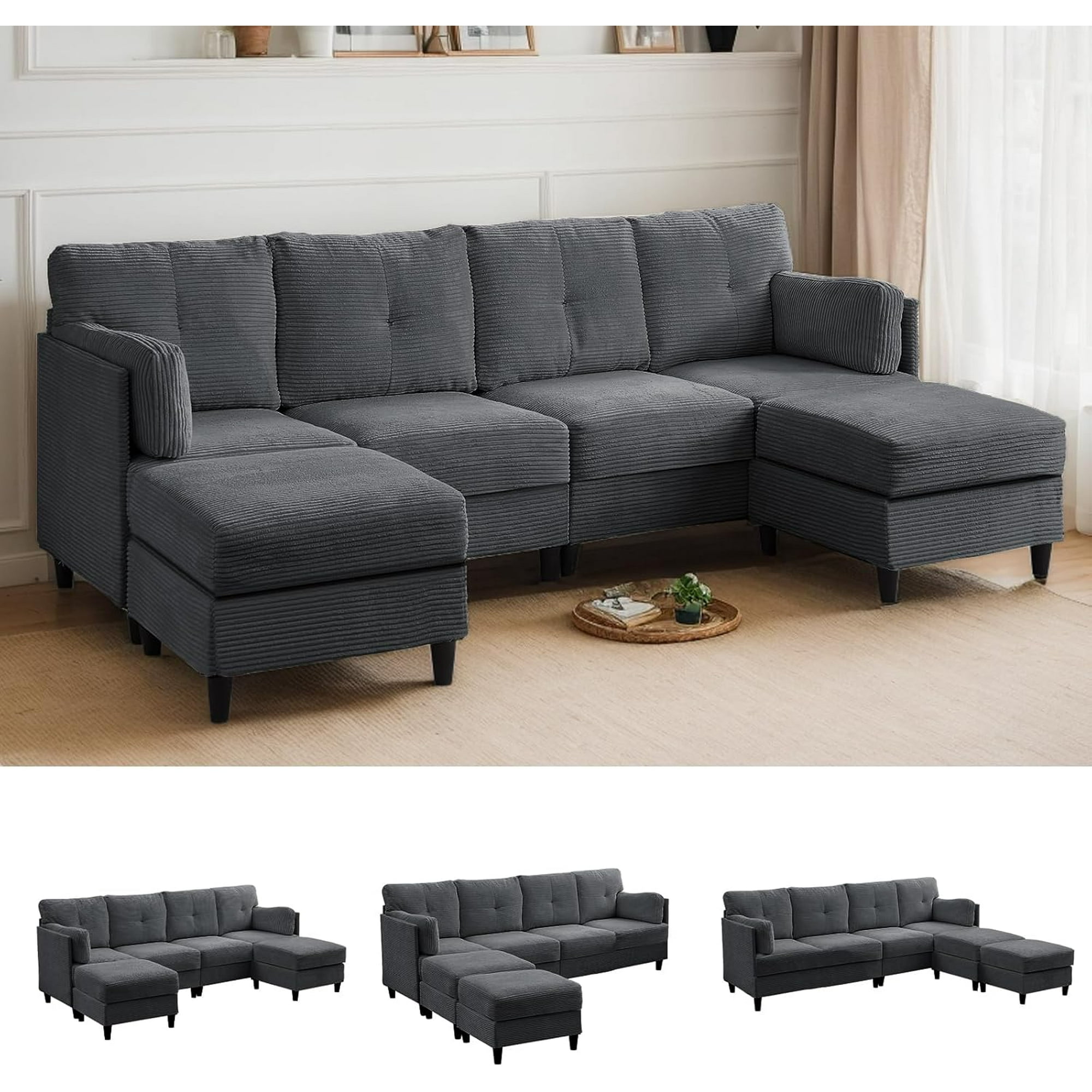 Click here for Puremind U Shaped Sectional Sofa  Corduroy Modular... prices