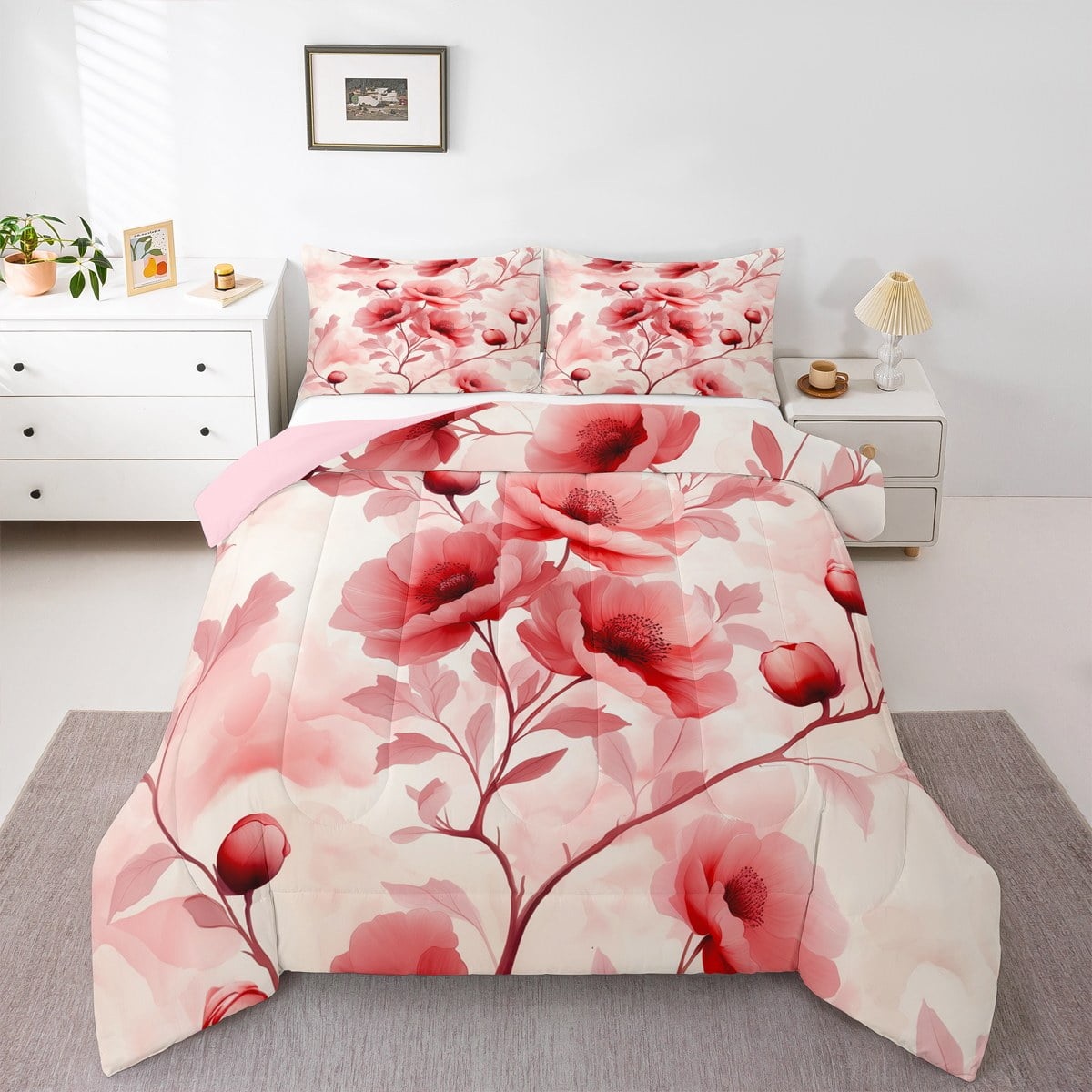 Click here for Erosebridal Watercolor Floral Comforter Sets Twin... prices