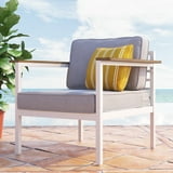 Zinus Pablo Aluminum and Acacia Wood Outdoor Armchair with Cushions and ...