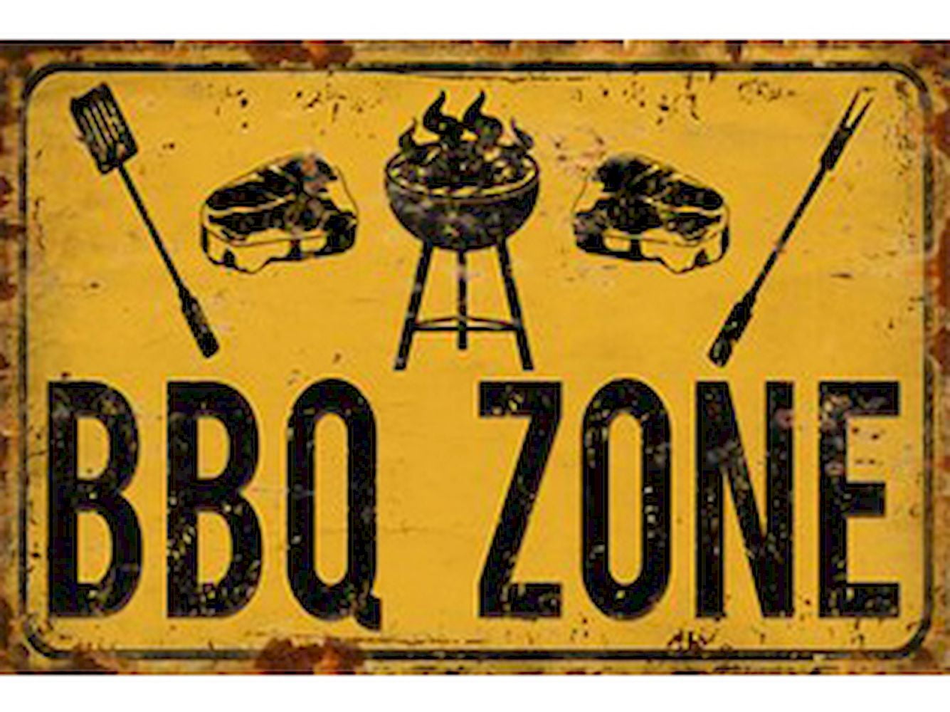 "BBQ Zone" Metal Sign - Walmart.com