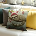 Patifu Sloth Throw Pillow Cover Christmas Sloth Red Sweater Tree Branch ...