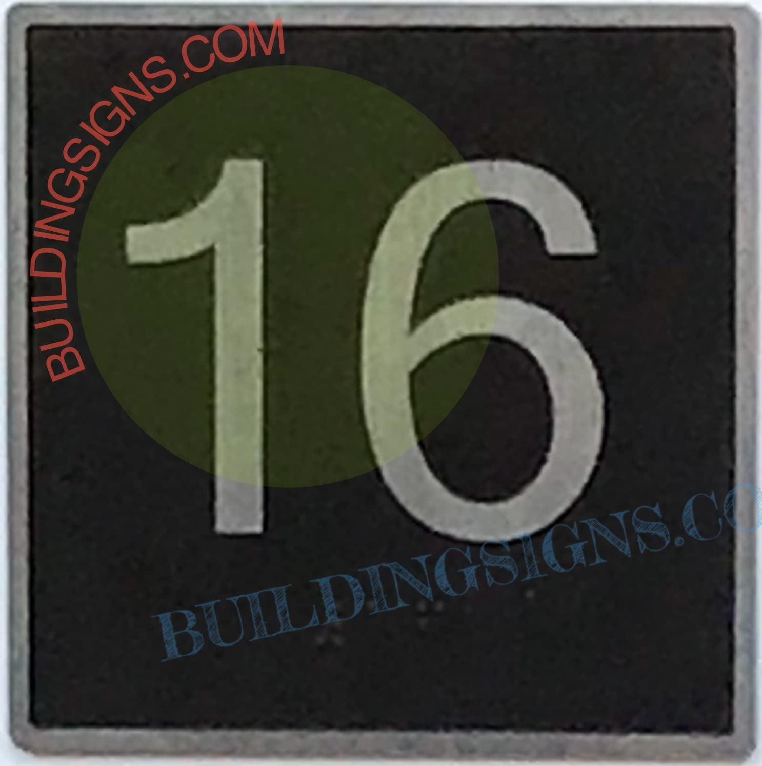 ELEVATOR FLOOR NUMBER 16 SIGN- ELEVATOR JAMB PLATE FLOOR 16 SIGN (BLACK ...