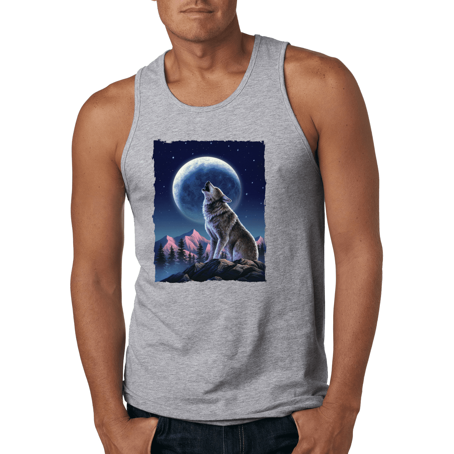 Full Moon Snow Wolf Howling Animal Lover Graphic Tank Top - Walmart.com