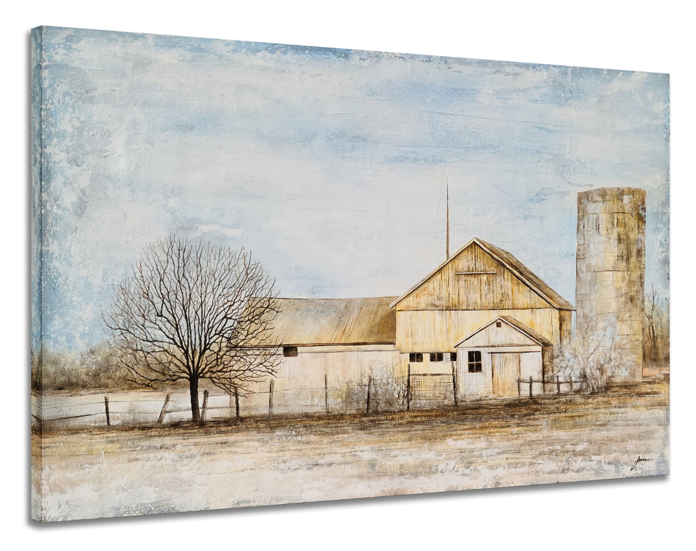 Yihui Arts Framed Rustic Barn Canvas Wall Art with Textured for Living ...