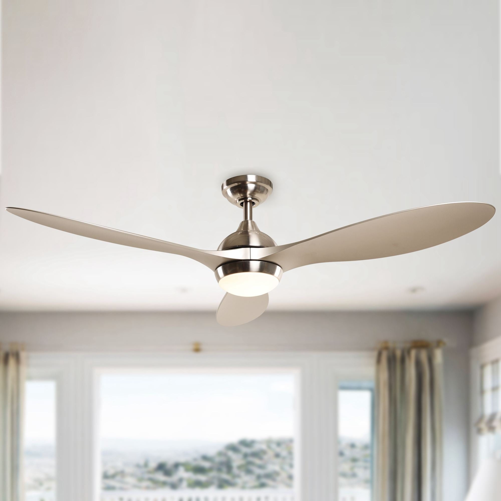 Modern Brushed Nickel 3-Blade Reversible Ceiling Fan with Remote ...