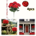 2/4pcs UV-Resistant Artificial Geranium Flowers - Bright Red with Green ...
