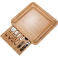 Bamboo Cheese Board and Knife Set - Wood Charcuterie Wine Meat Cheese ...