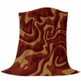 Abstract Distortion Texture Fleece Throw Blanket Brown Yellow Line ...