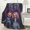 Chucky and Tiffany Halloween Flannel Blanket - Warm Polyester, Spooky ...