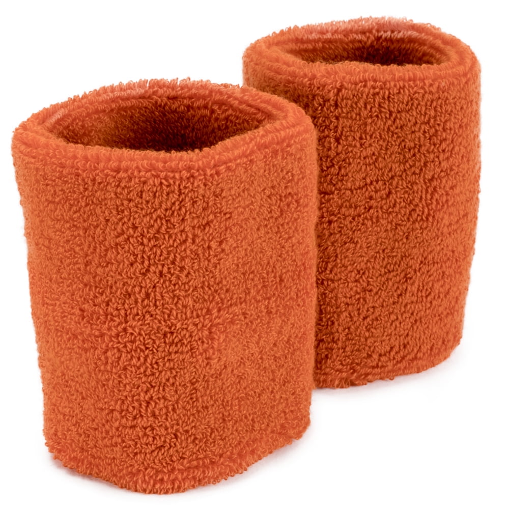 Crown Sporting Goods Cotton Terry Cloth Wrist Sweatbands, 2-pack Orange ...
