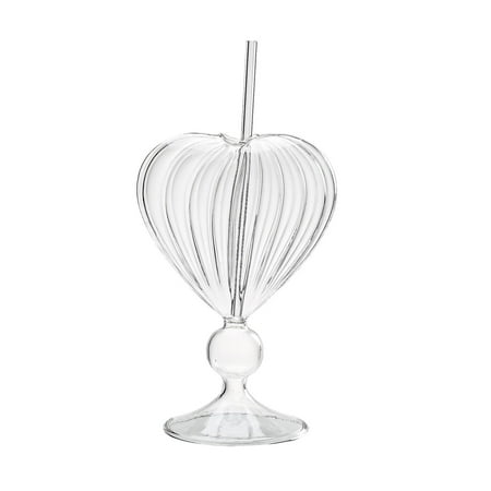 Cocktail Glass Cup With Straw,heart Shape Glass Cup Cocktail Glass ...