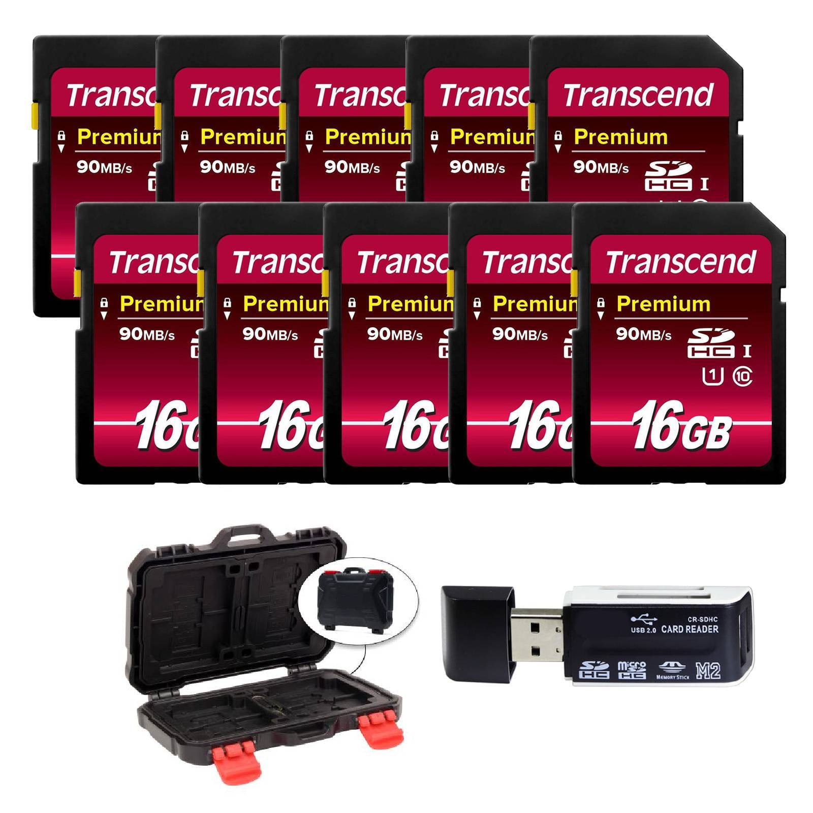 Transcend 16GB SDHC Class10 UHS-I 400X SD Memory Card (10-Pack) + Reader & Case! - Walmart.com