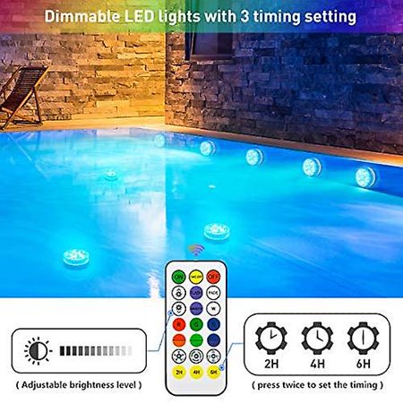 2 Pack Pool Lights Submersible Led Lights, Waterproof And Weatherproof ...