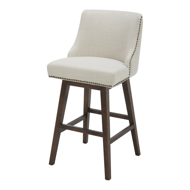 Kuka Home 30"H Swivel Modern Fabric Barstool in Off white - Walmart.com