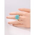 Blue Turquoise Floral Cluster Ring With Goldtone Metal, Adjustable ...