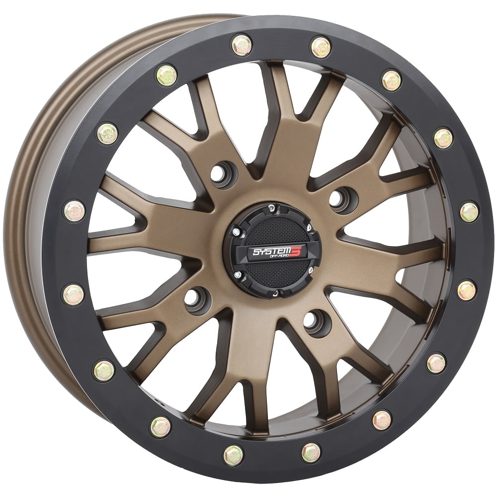 System 3 SB-4 Beadlock 14x7 ATV/UTV Wheel - Bronze (4/137) 4+3 [14S3 ...