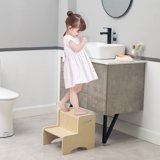 WOOD CITY Wooden Toddler Step Stool for Kids, Natural Birch, Two-Step ...