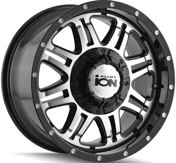 18" Inch Ion 186 18x9 8x165.1(8x6.5")/8x170 -12mm Black/Machined Wheel ...
