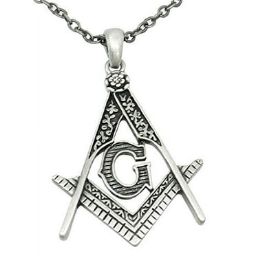FaithHeart Masonic Chain Necklace, Freemason Compass Symbol Pendant ...