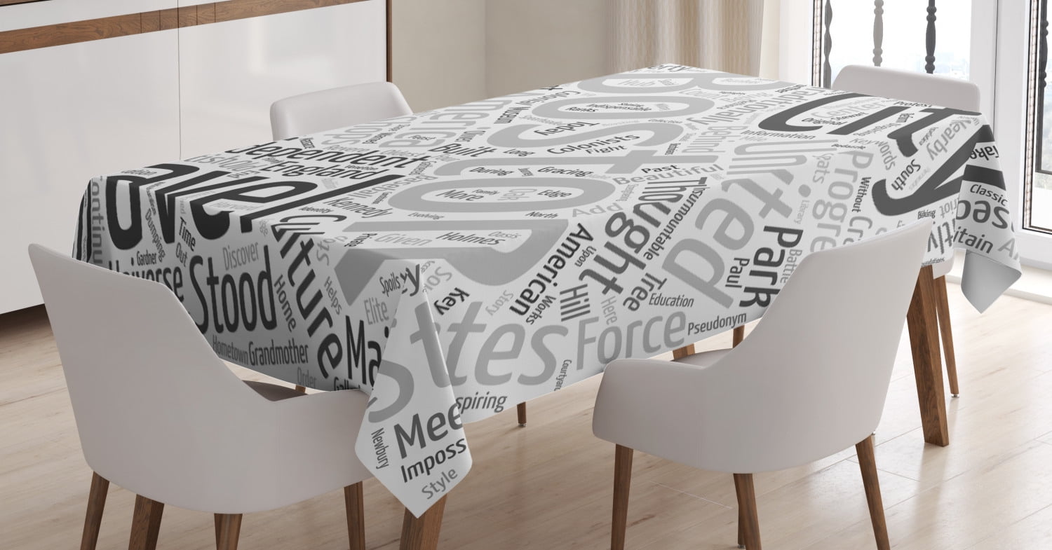 Boston Tablecloth, Worldcloud Messy Arrangement of Tourist Attraction ...