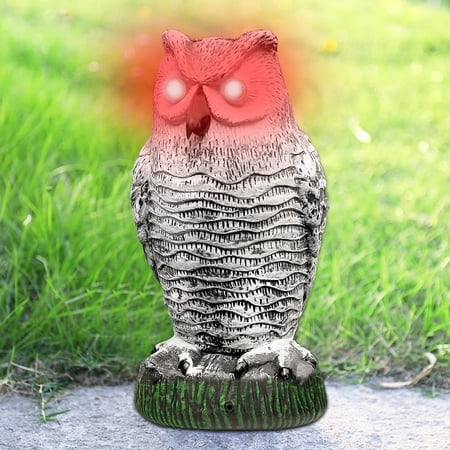 Owl Decoy Waterproof Fake Owl Scarecrow with Flashing Eyes and ...