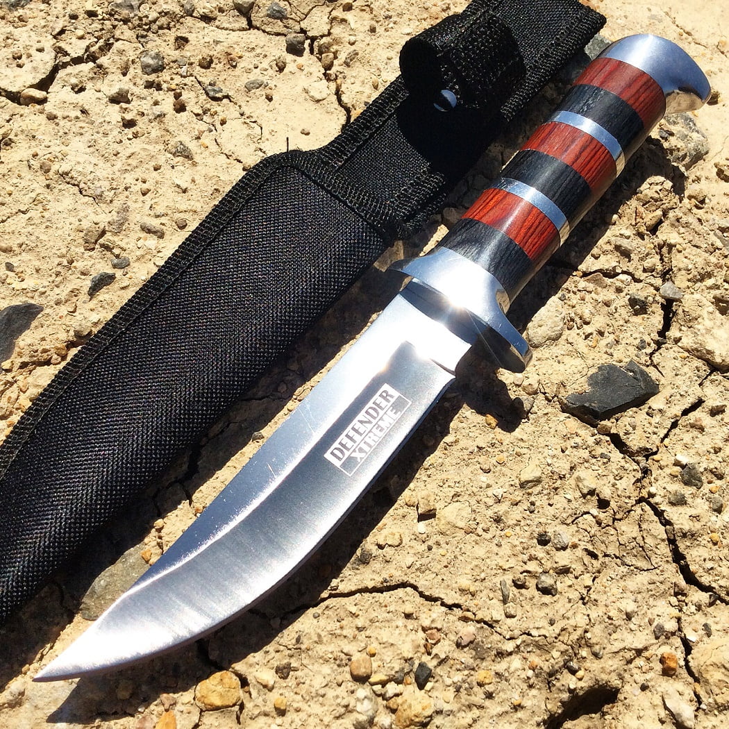 10' Defender-Xtreme Hunting Knife Stainless Steel Blade with Wood ...