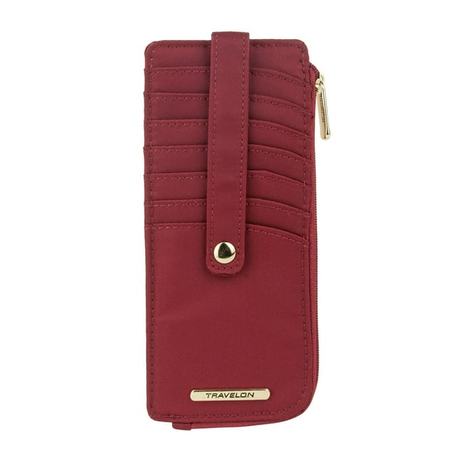 Travelon Women's Tailored Corner Zip Slim Wallet, Garnet, One Size ...