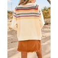 Cupshe Cream Striped Round Neck Long Sleeve Sweater, Size S - Walmart.com