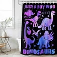 Dinosaurs Purple Dinosaurs on Black Shower Curtain Set, Waterproof ...