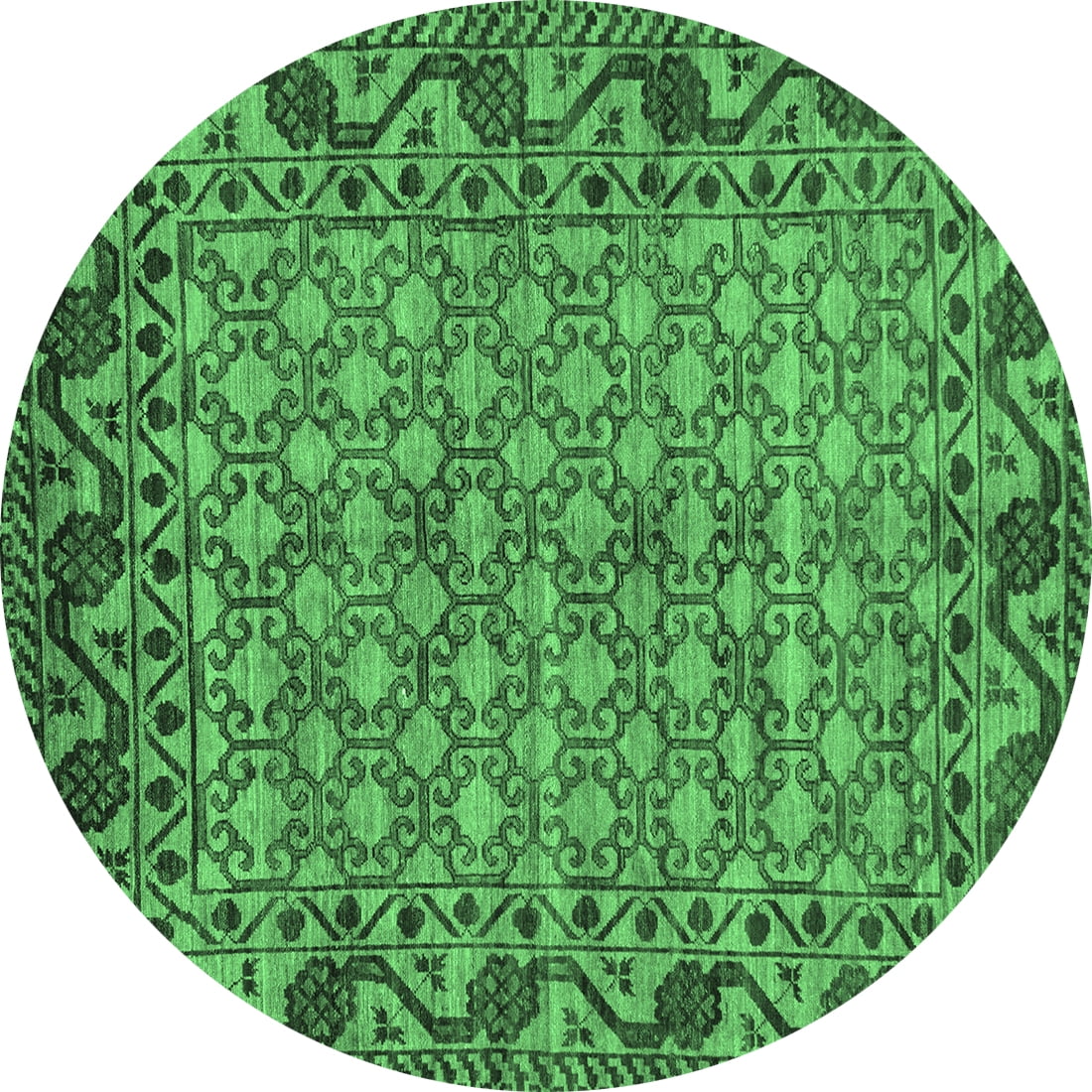 Ahgly Company Indoor Round Southwestern Emerald Green Country Area Rugs ...