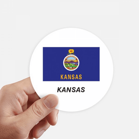Kansas State Flag Profile Sticker Round Wall Suitcase Laptop Label ...