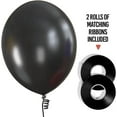 Prextex 75 Premium 12-Inch Party Balloons with Ribbons | Black, Red ...