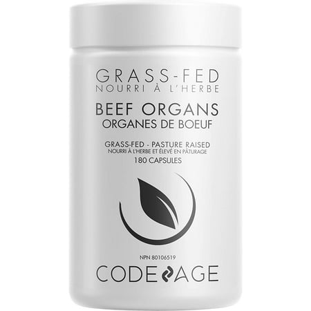 Codeage Grass-Fed Beef Organs Supplement, Freeze Dried, Non-Defatted, Desiccated, 180 Capsules ...