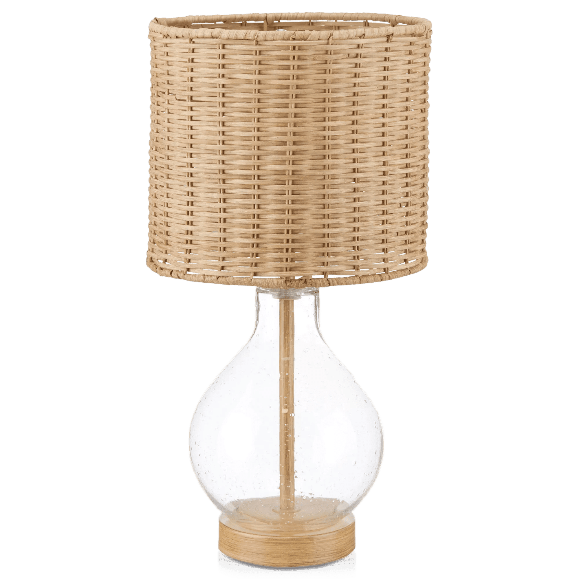 Bouclair Natural Bubble Glass and Rattan Shade Table Lamp 9 X 18 in (22 ...