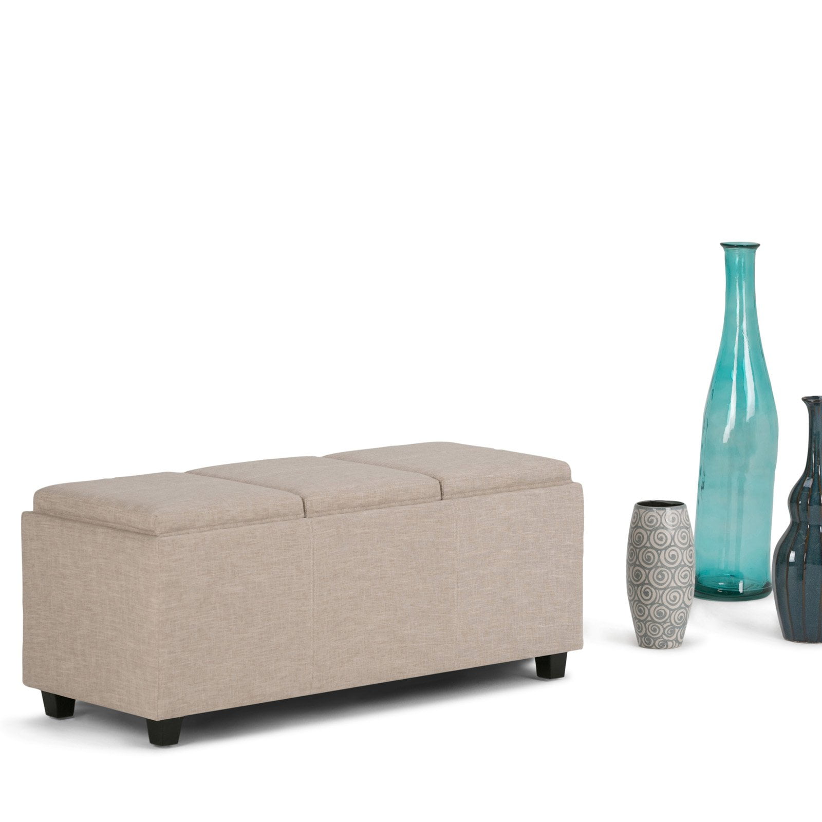 Simpli Home Avalon Extra Large Storage Ottoman with 3 Serving Trays ...